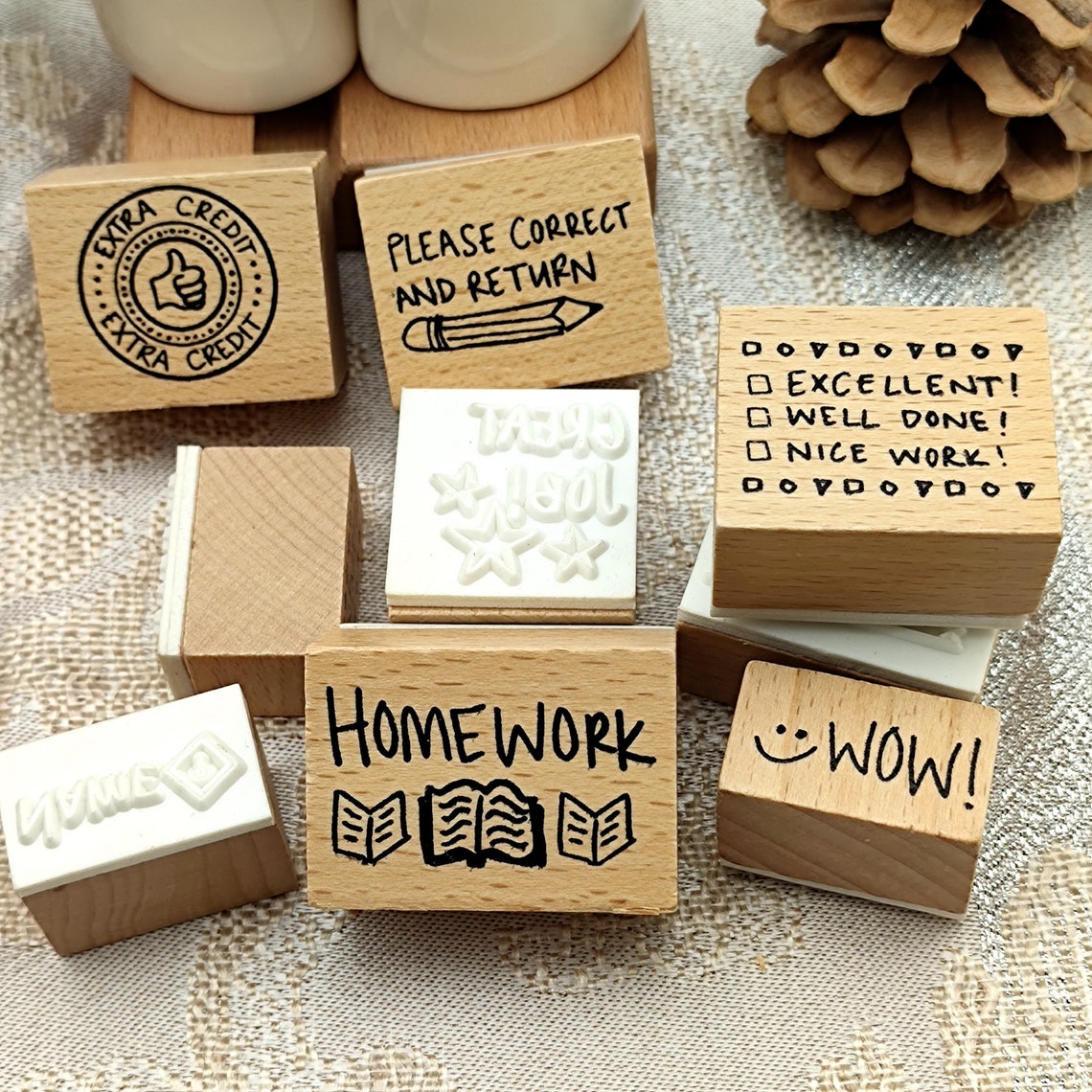 Lovely Planner Stamps Set of 9 Pcs Wood Rubber Stamps for - Etsy