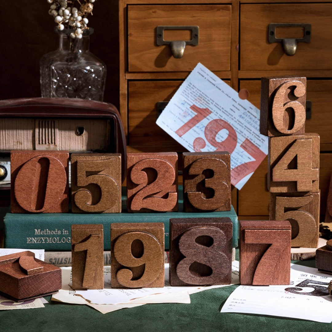Large 10 Numbers Stamp Vintage Wooden Rubber Stamp for Planner Journal ...