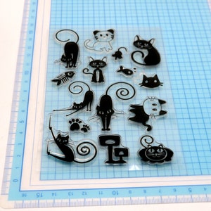 Cute Cat Stamps Set Curly Tail Cat Stamp for Crafting Paper Card Making ...