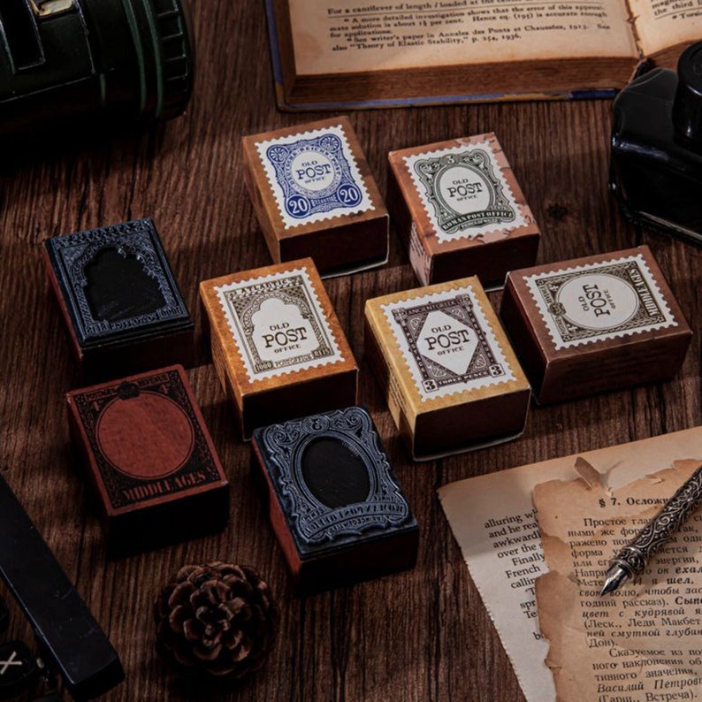 Retro Frame Border Stamp Vintage Postage Stamp Wood Rubber - Etsy
