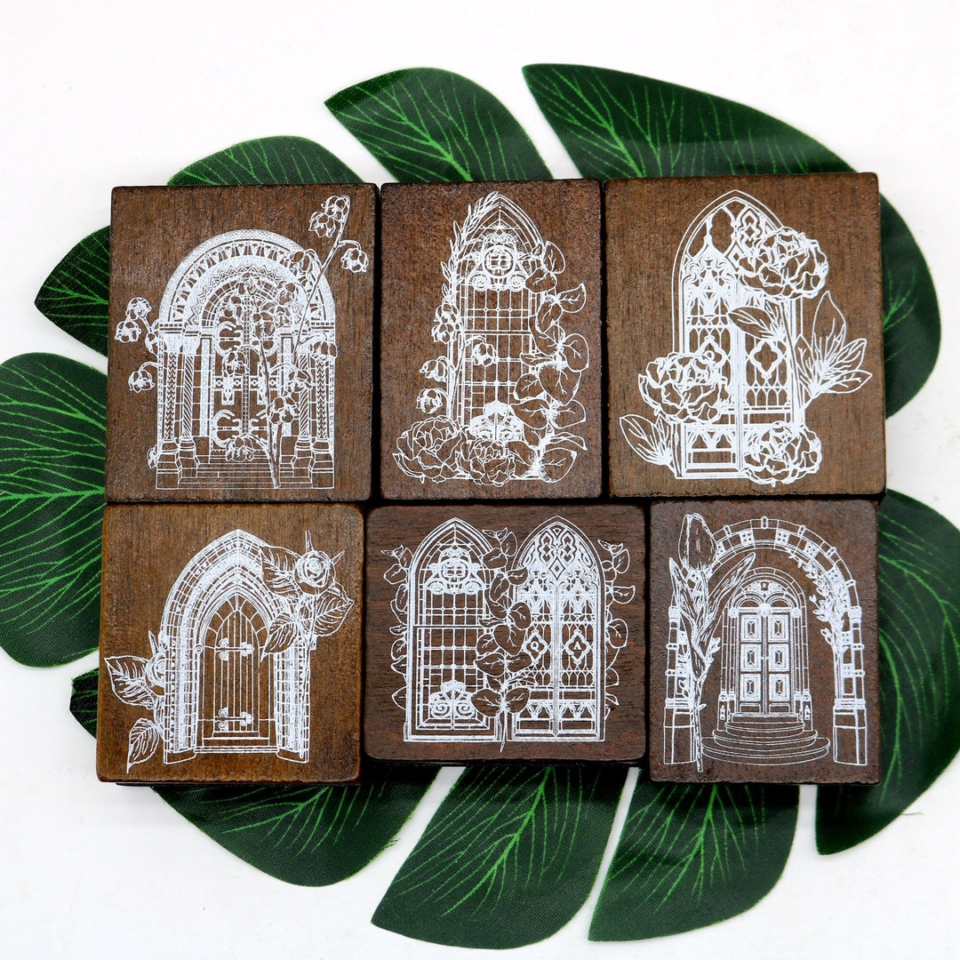 Flowers Window Wood Rubber Stamp: Card Making Scrapbooking Journaling ...