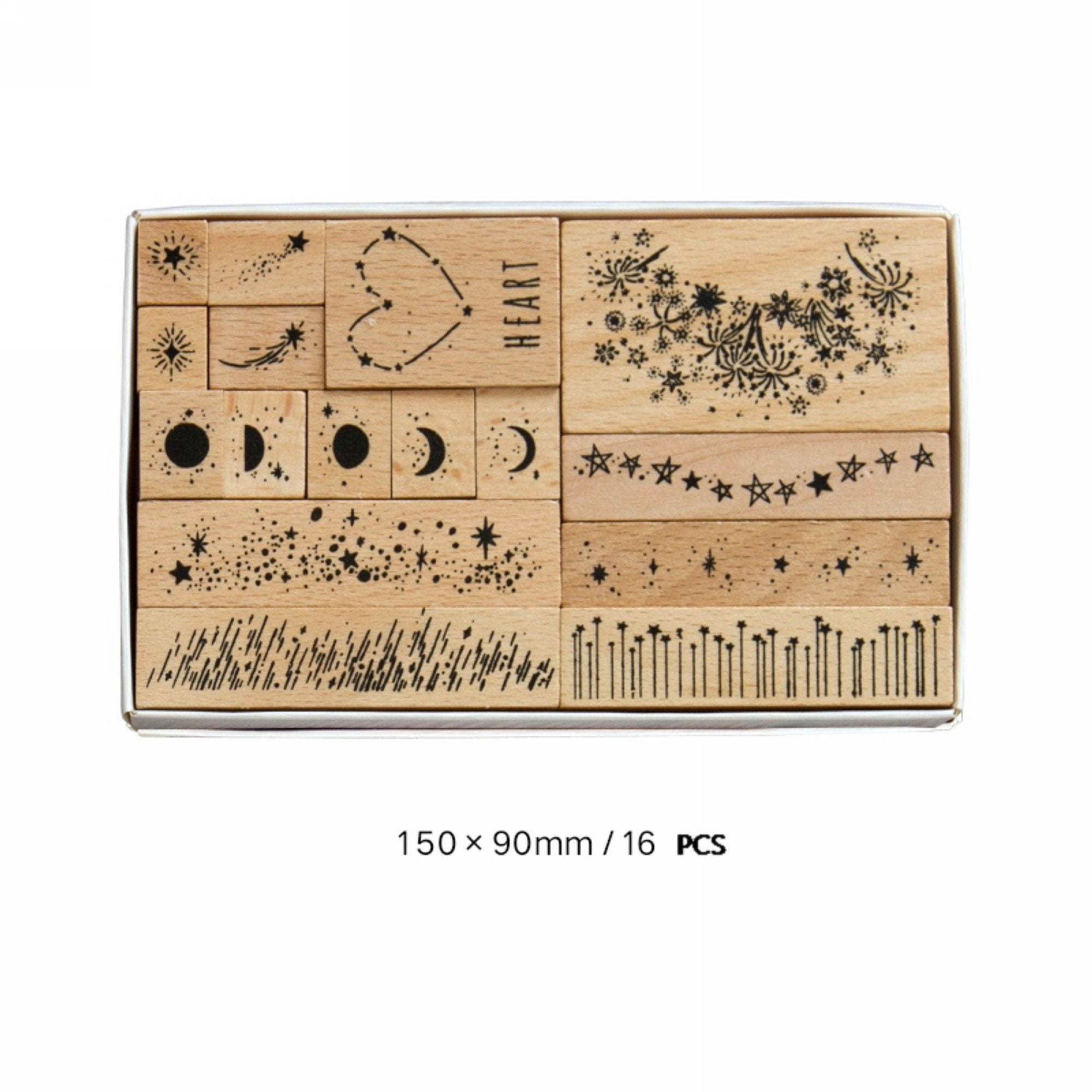 Fireworks Wood Rubber Stamps Set Stars Moon Stamps Card Making - Etsy