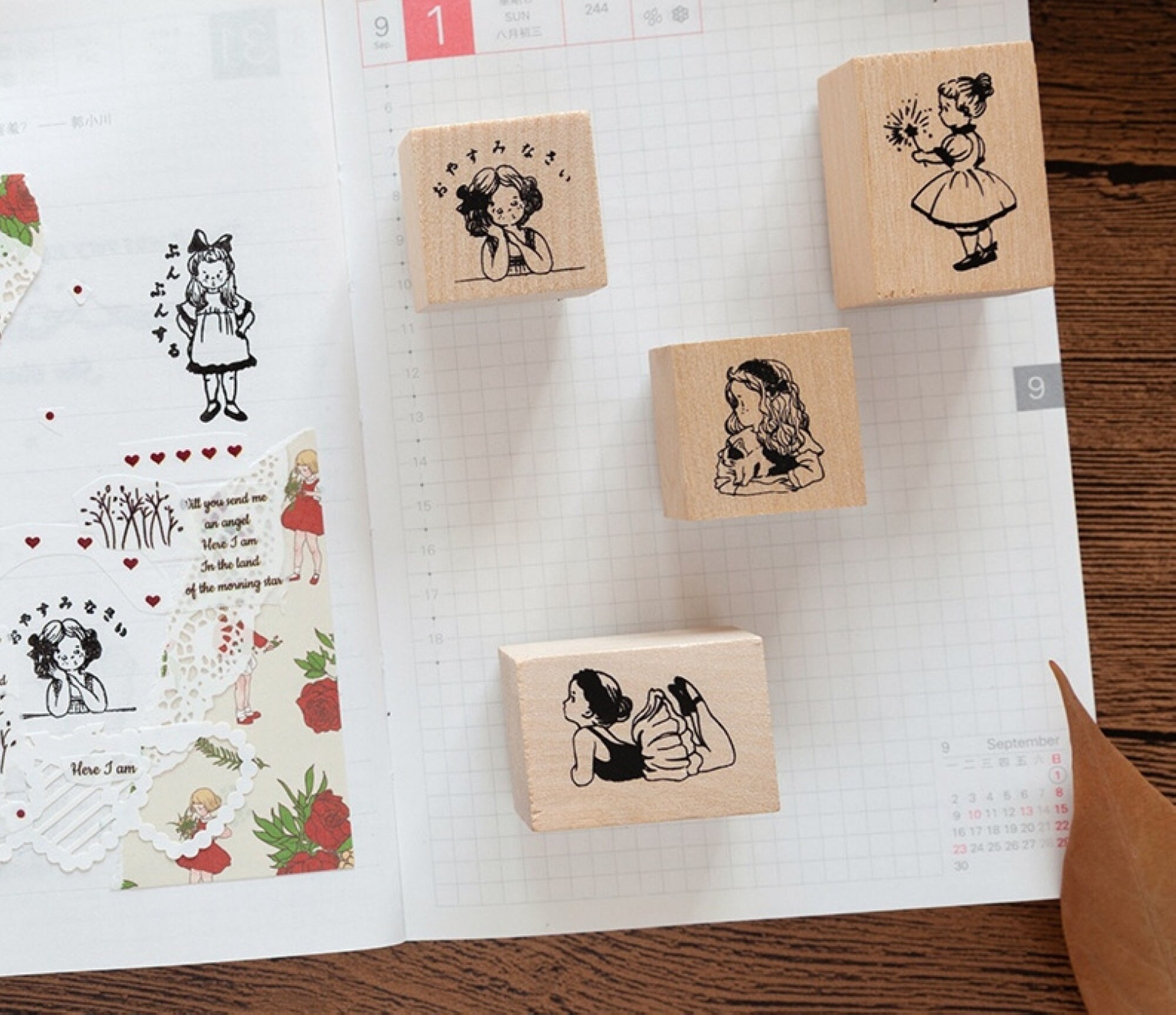 Cute Girl Diary Stamp Wooden Rubber Stamp Scrapbook Journal - Etsy