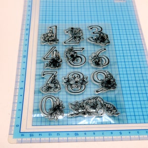 Large Number Stamp Set Floral Number Stamps for Card Tags Labels Making ...