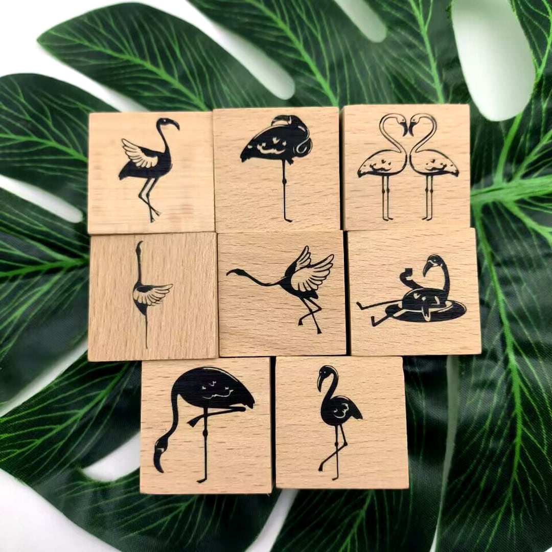 Flamingo Stamp Bird Wood Rubber Stamp for Cardmaking Scrapbooking Diary ...