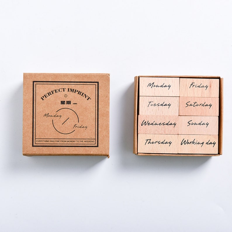 Planner Wooden Rubber Stamp Set Diary Note Bullet Journal Tool | Etsy