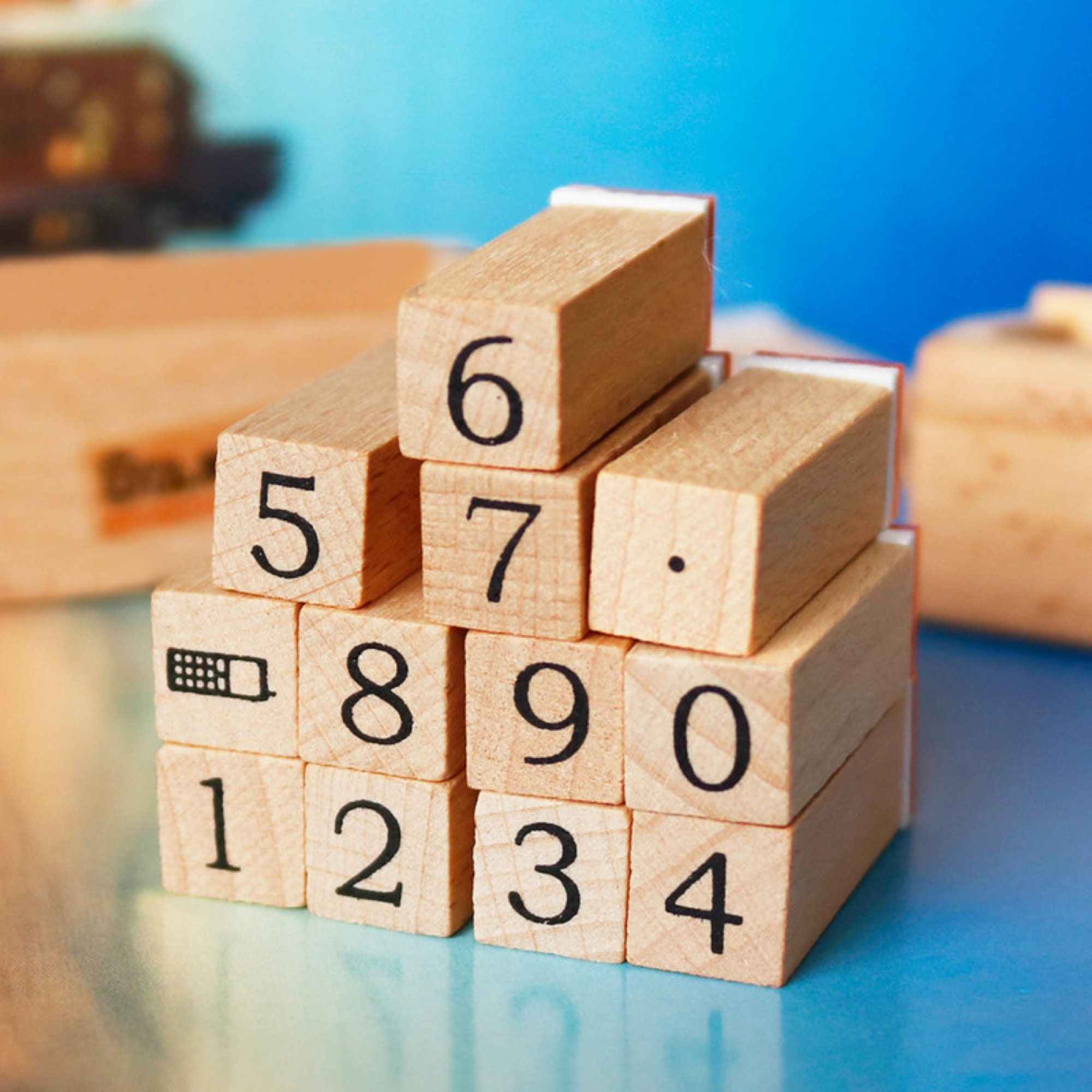 Rubber Number Stamp Set With Wooden Box Planner Stamps Phone | Etsy