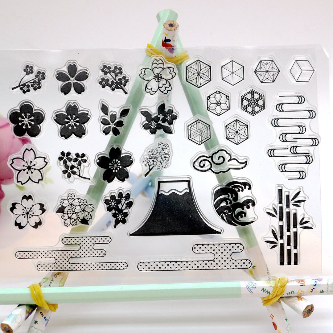 Japanese Style Stamp Set Sakura Mount Fuji Stamp for Decorative Journal ...