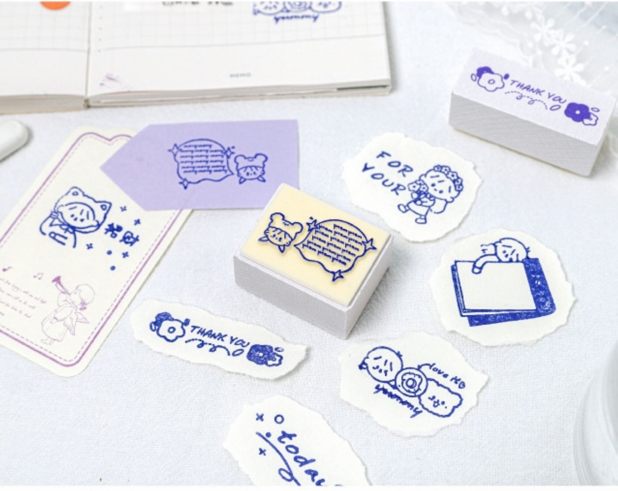 Cute Girl Stamp Wood Rubber Stamp for Planner Journal Diary - Etsy