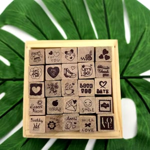 2 Boxes 50pcs Diary Stamp Set With Wooden Box, Planner Journal Stamp ...
