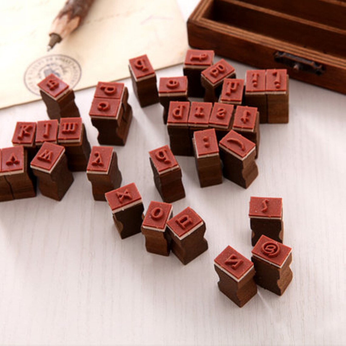 30pcs Lower Case Letter Stamp Set With Wooden Box Vintage - Etsy