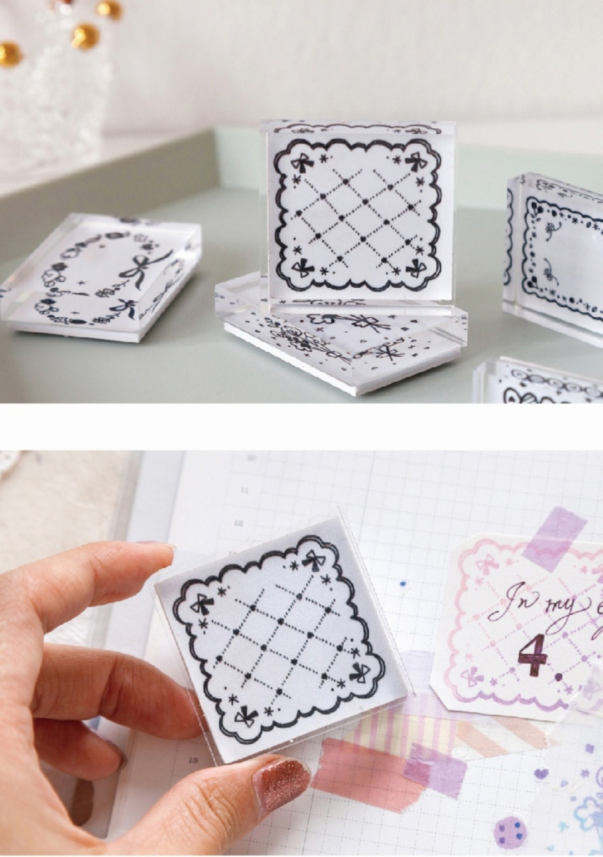 Clear Acrylic Lace Frame Stamp Message Stamp Card Making | Etsy