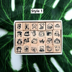 Cute Diary Stamp Set of 24pcs Daily Plan Wood Rubber Stamp Kit for ...