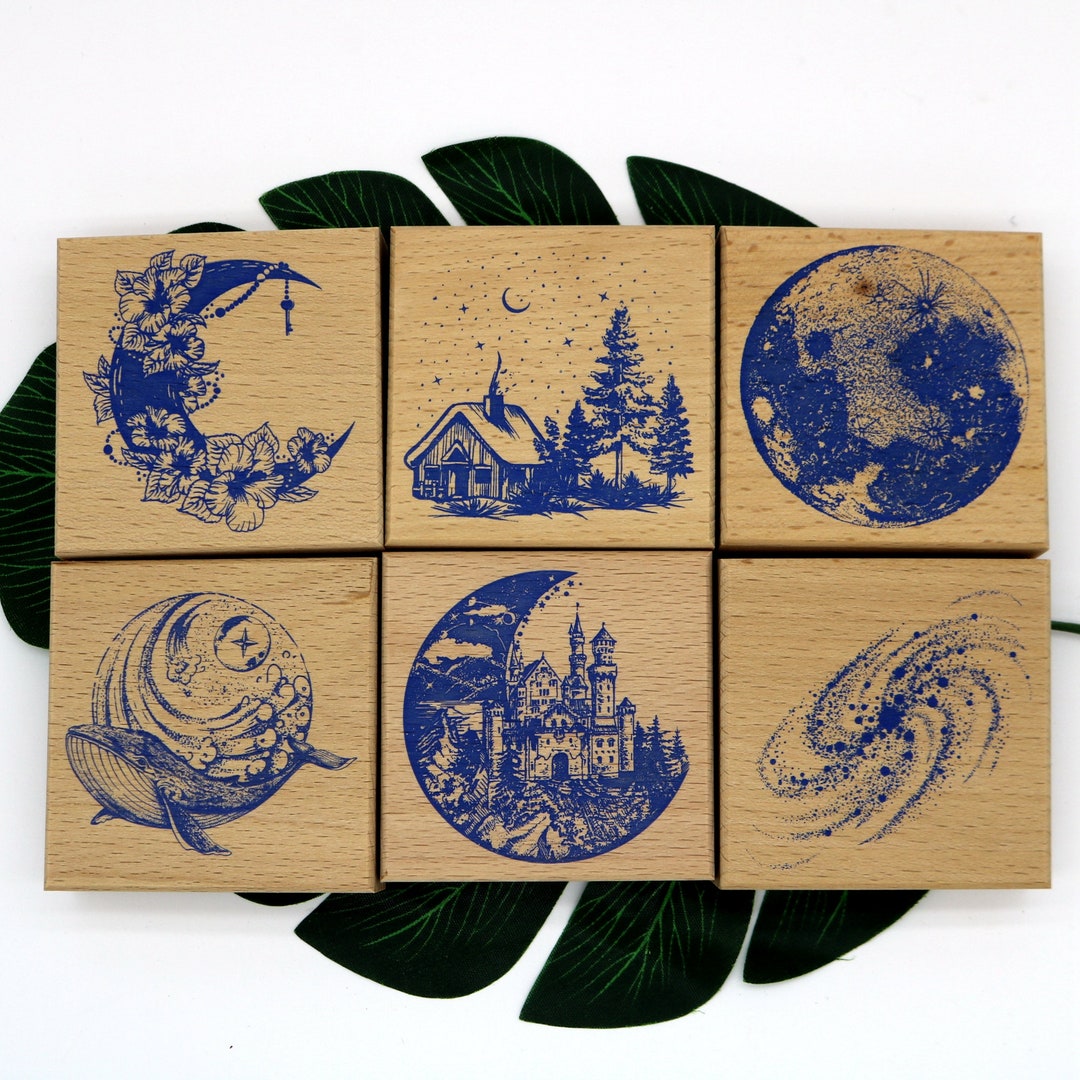 Moonlit Night Wood Rubber Stamps: Scrapbooking & Card Making - Etsy