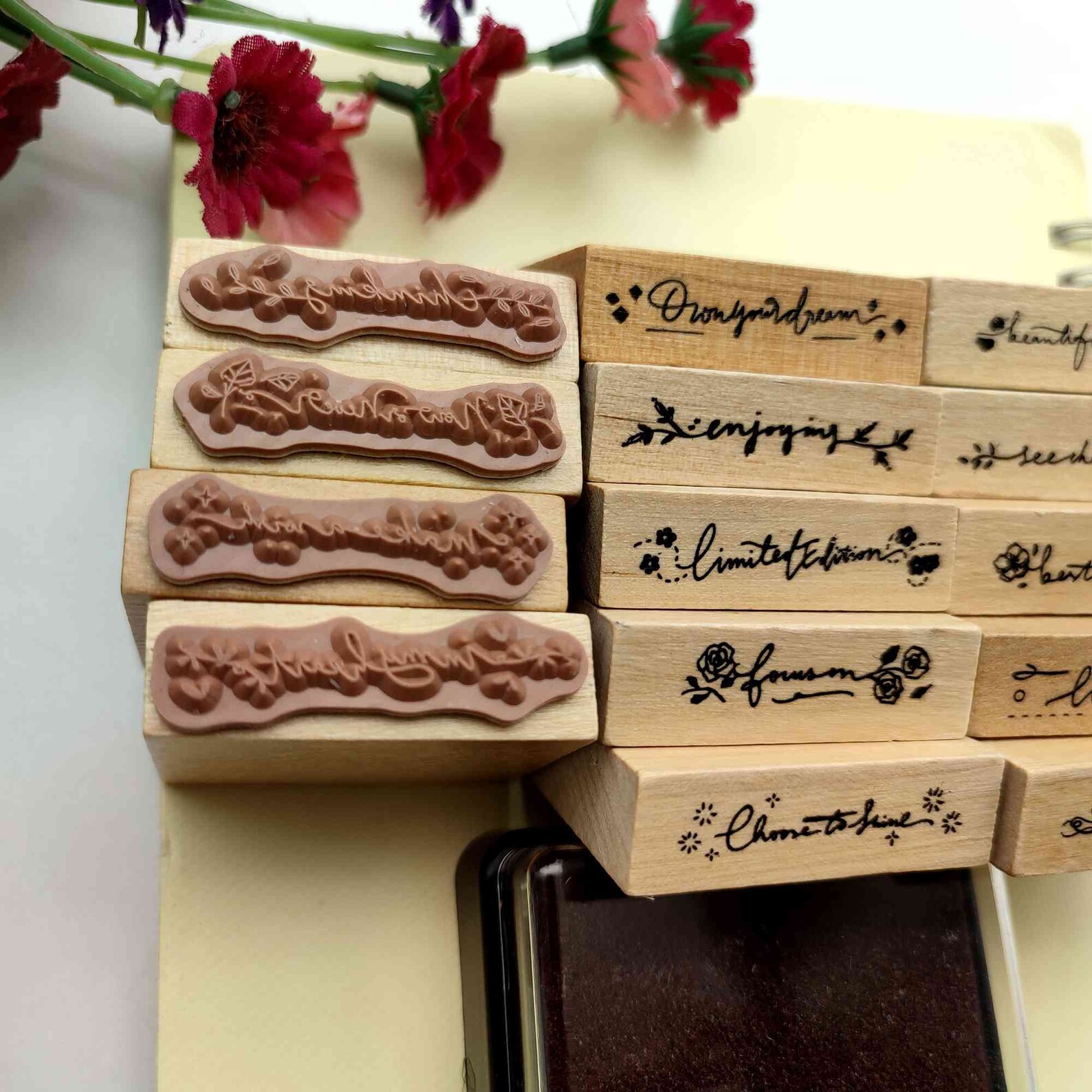 Creative Floral Greeting Wood Rubber Stamp for Card Making - Etsy