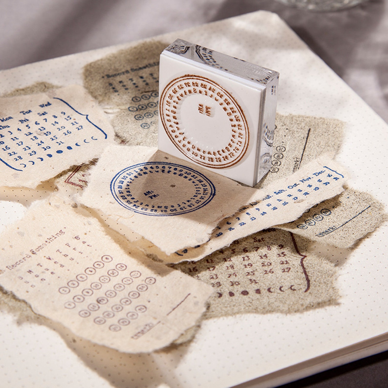 Calendar Clock in Stamp Week Month Date Stamp Planner Diary | Etsy