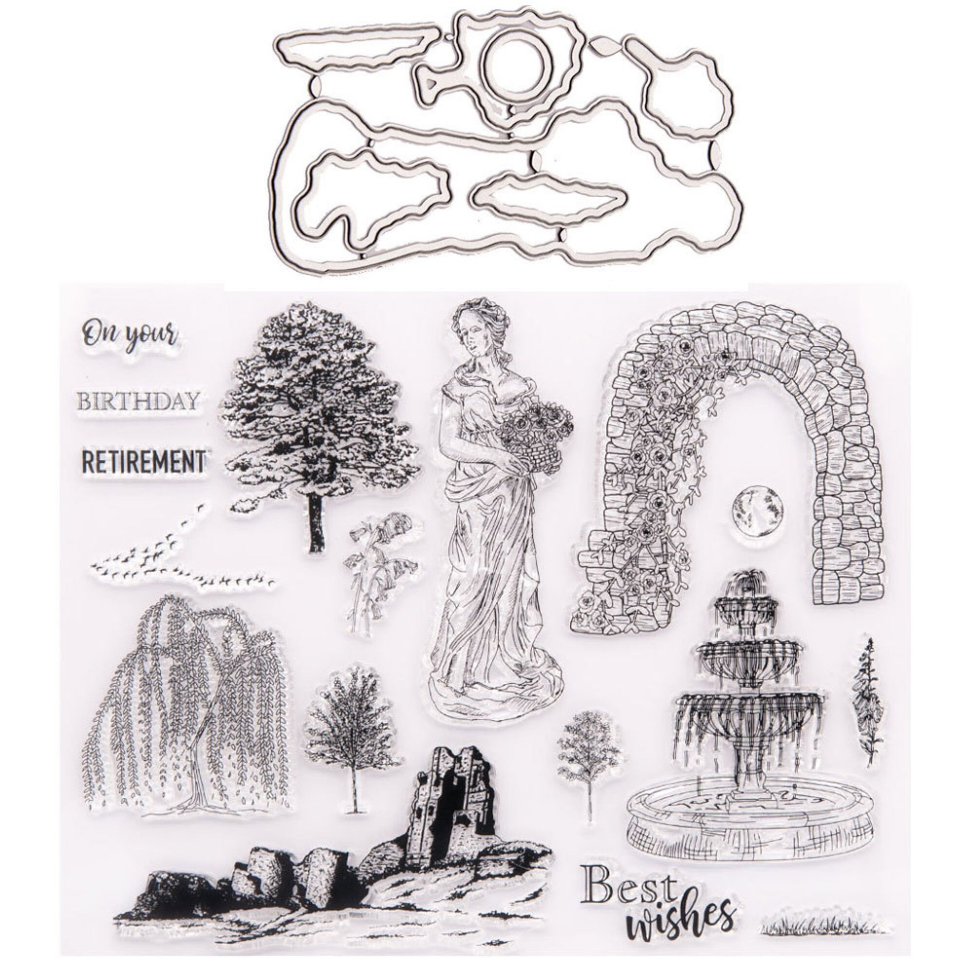 Large Landscape Painting Stamps Set and Cutter Dies for - Etsy