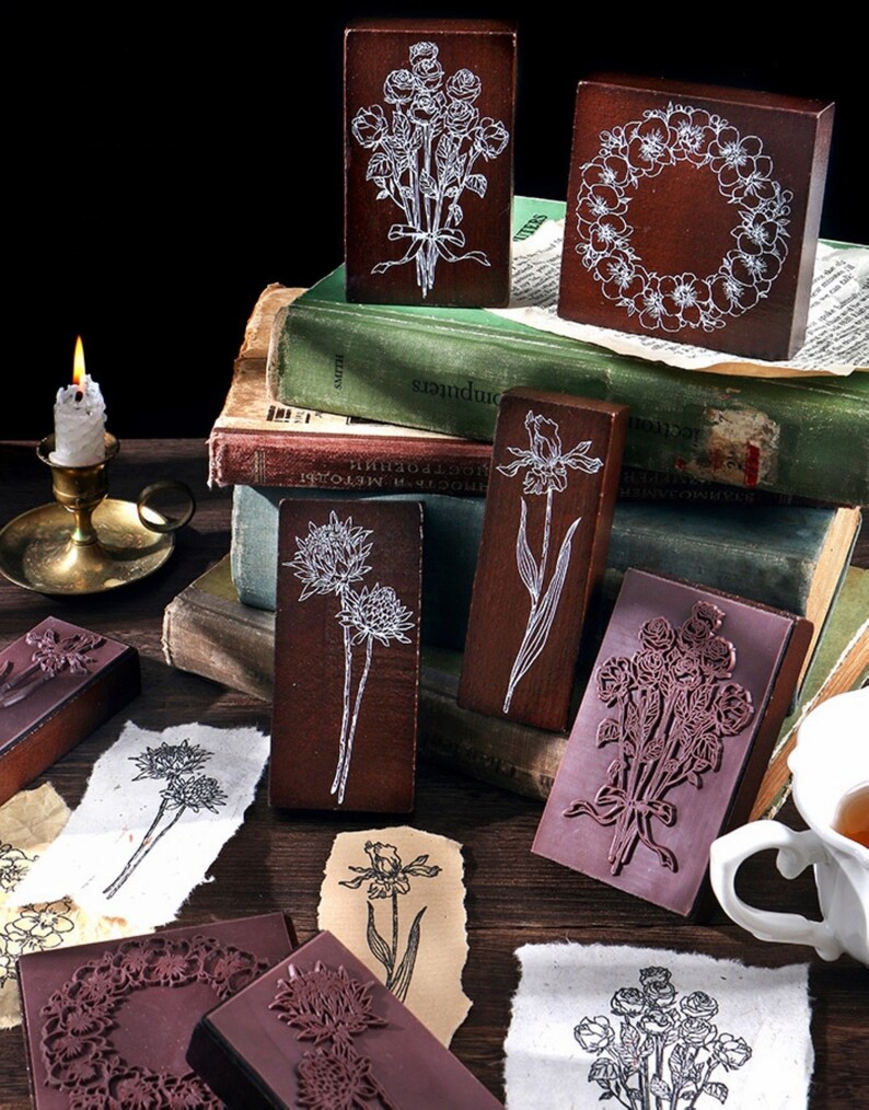 Large Background Stamp Garland Flower Floral Stamp for Card - Etsy