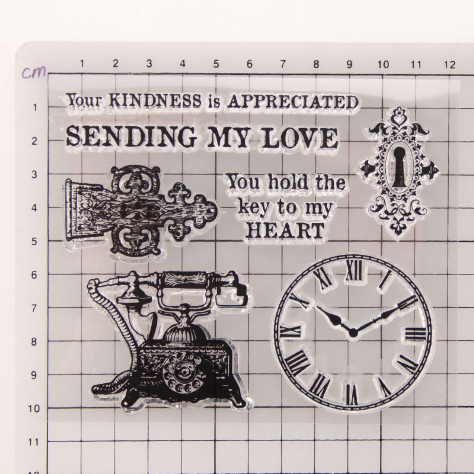 Vintage Clear Rubber Stamp Set Phone Key Love Letters Journal | Etsy