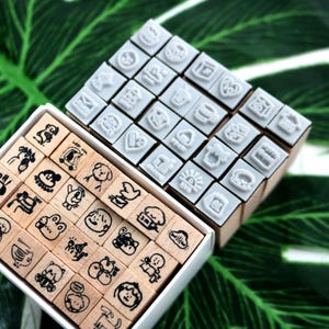 Cute Diary Stamp Set of 24pcs Daily Plan Wood Rubber Stamp Kit for ...