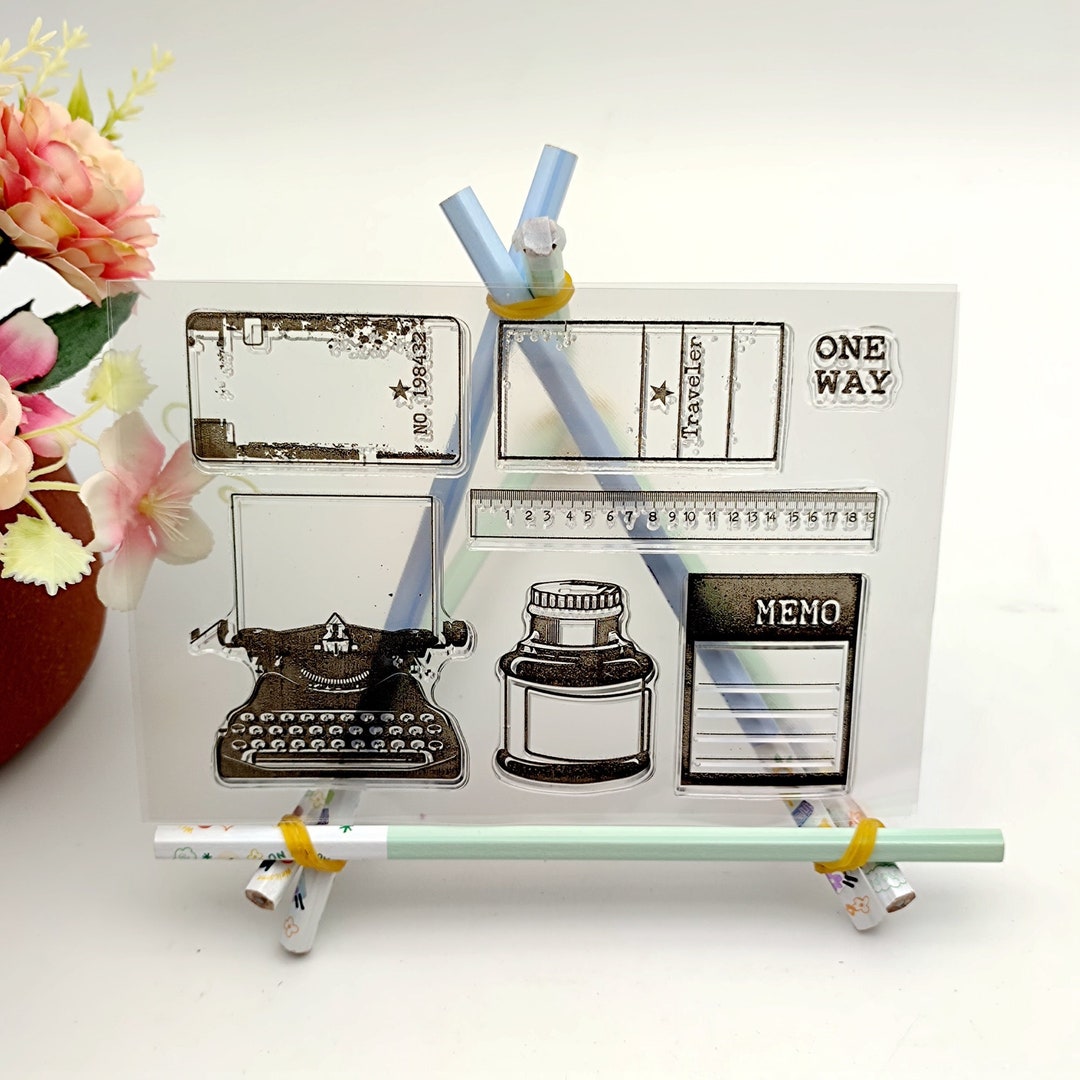 Vintage Typewriter Stamp Set for Journal Planner Notebook Scrapbook ...