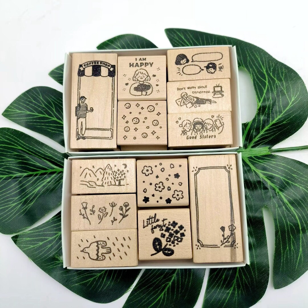 Girls Happy Life Diary Stamp Set of 6pcs Message Stamp, Filofax ...