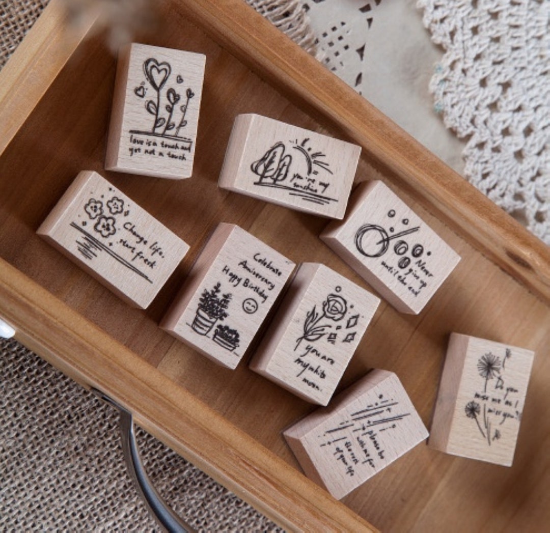 Cute Floral Wood Rubber Stamp for Scrapbook Card Art Journal - Etsy