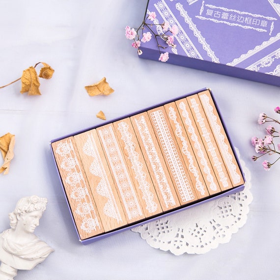 Vintage Lace Stamp Set Wooden Rubber Stamps for Bullet | Etsy