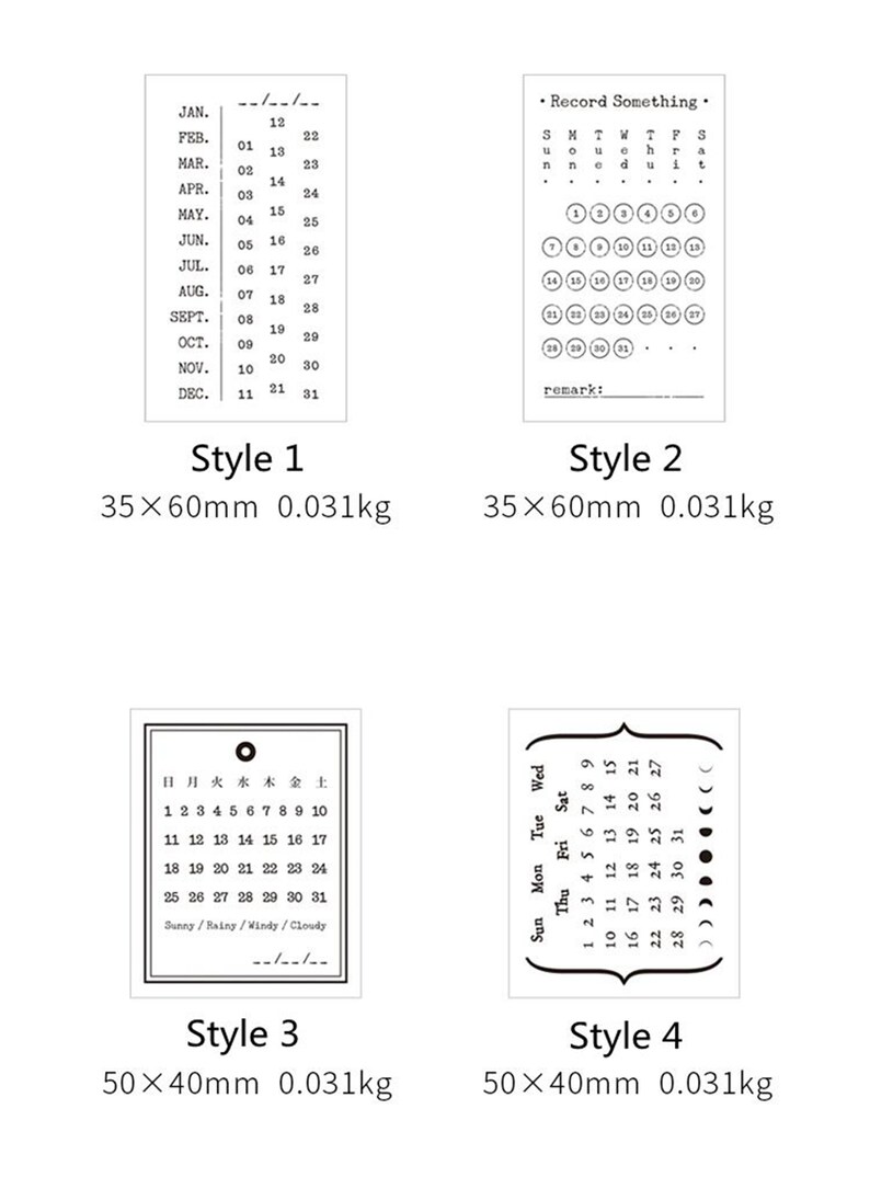 Calendar Clock in Stamp Week Month Date Stamp Planner Diary | Etsy