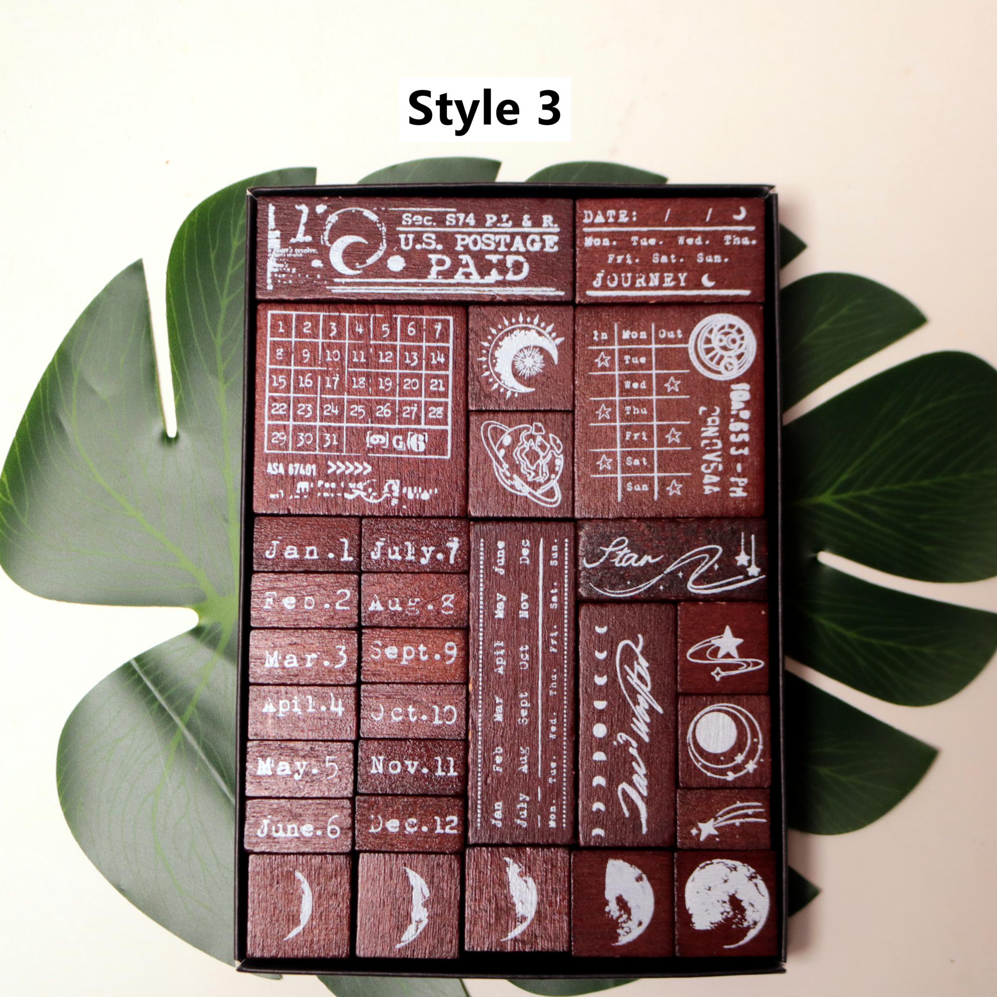 Calendar Moon Phase Planner Stamps: Journal Diary Wood Rubber Stamp Set ...