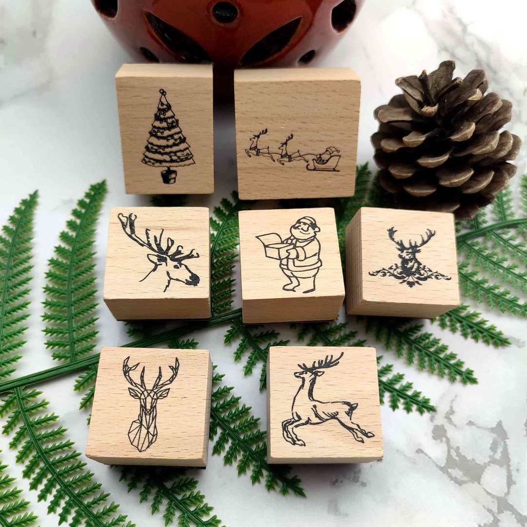 Christmas Theme Wood Rubber Stamp for Christmas Card Making ...