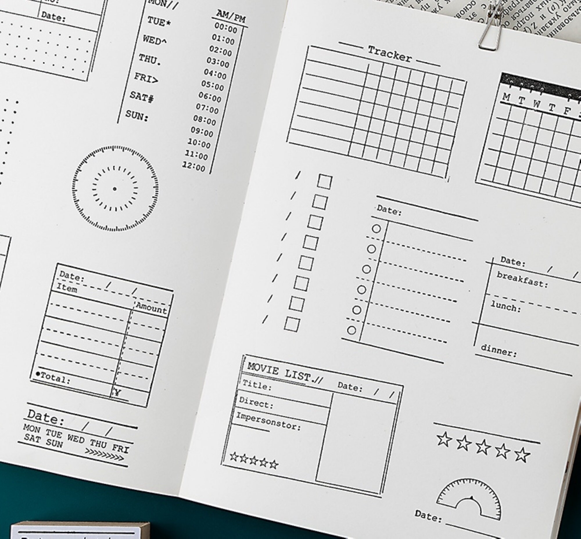 Clock in Plann Planner Rubber Stamp Set Date Weekly Month - Etsy