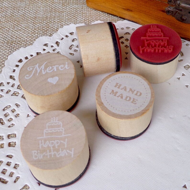 Happy Birthday Merci Letter Stamp. Greeting Message Stamp - Etsy