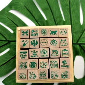 2 Boxes 50pcs Diary Stamp Set With Wooden Box, Planner Journal Stamp ...