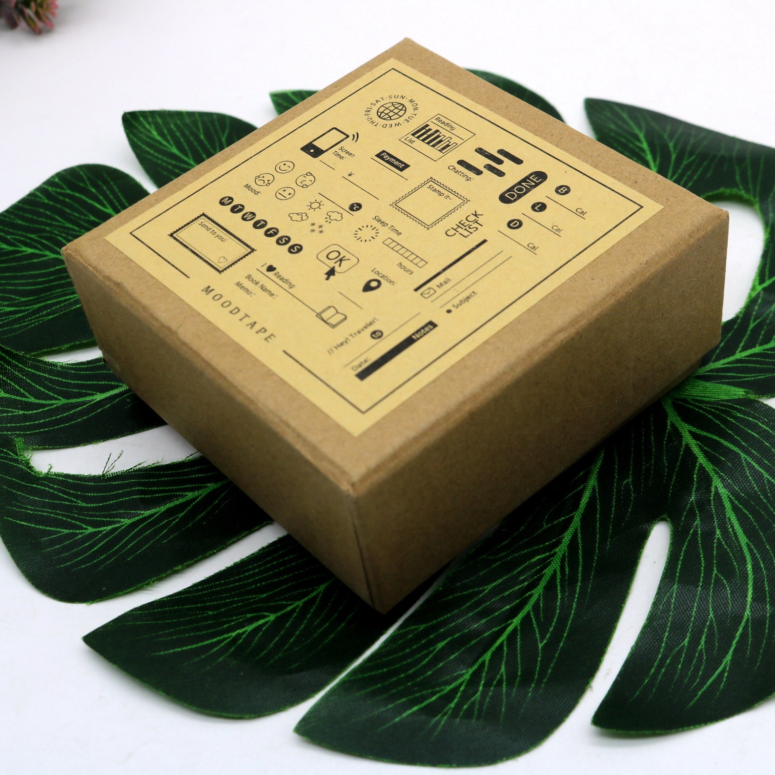 Journal Stamp Set of 19pcs Emoji Weather Week Check List Clock in Wood ...