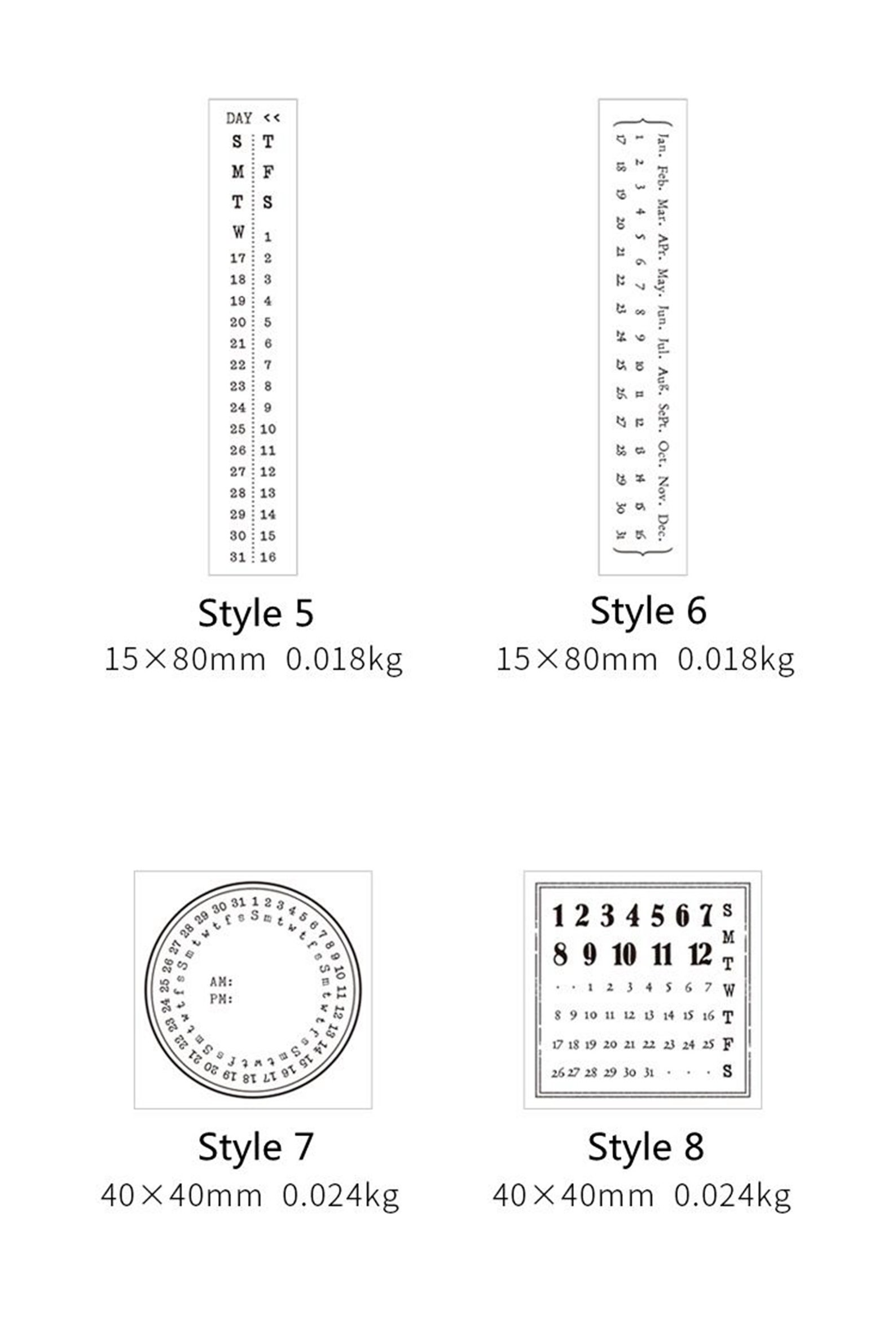 Calendar Clock in Stamp Week Month Date Stamp Planner Diary | Etsy