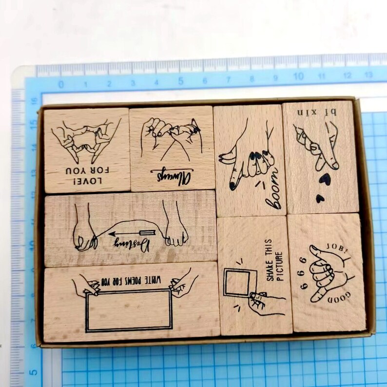 Gesture Rubber Stamp Set: Wooden Sign Stamps for Scrapbooking ...