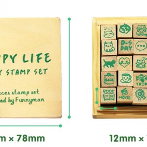 Happy Life Diary Stamp Set With Wooden Box Planner Rubber - Etsy