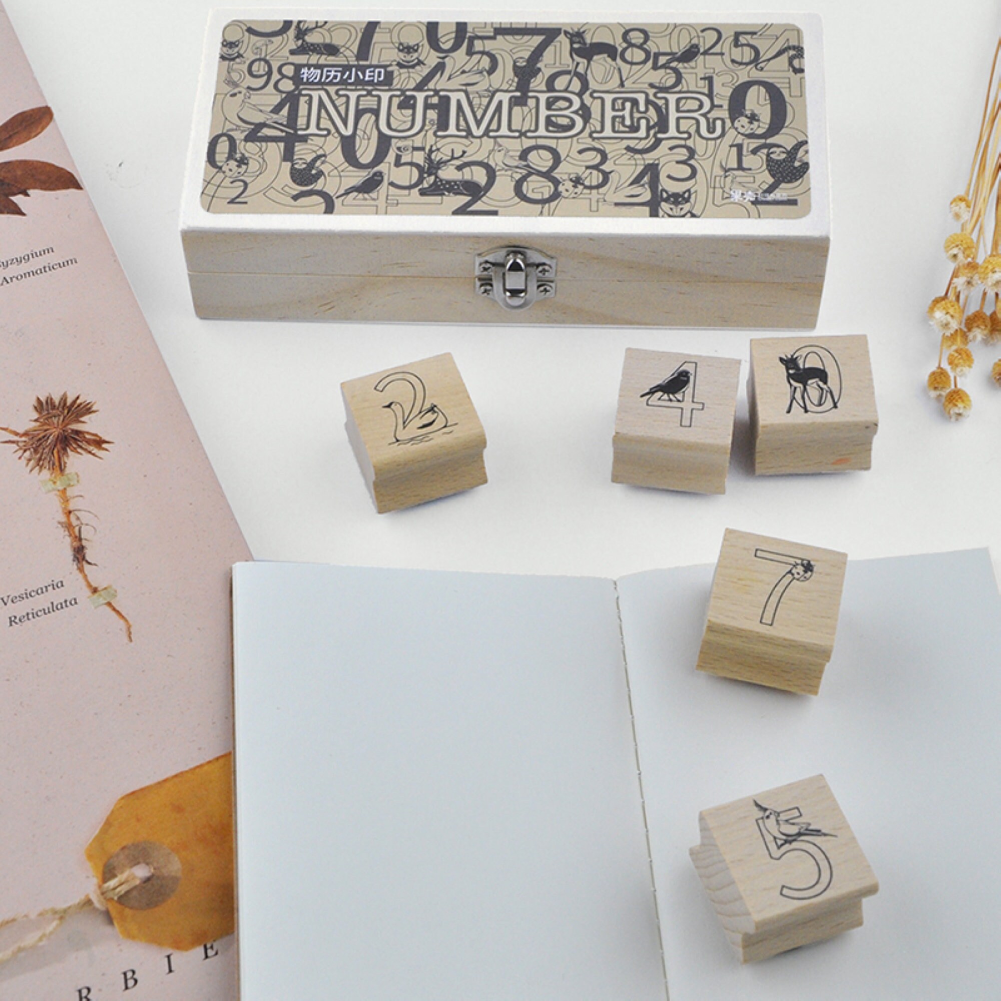 Animals Numbers Rubber Stamp Set Wooden Stamps Box Gift for - Etsy