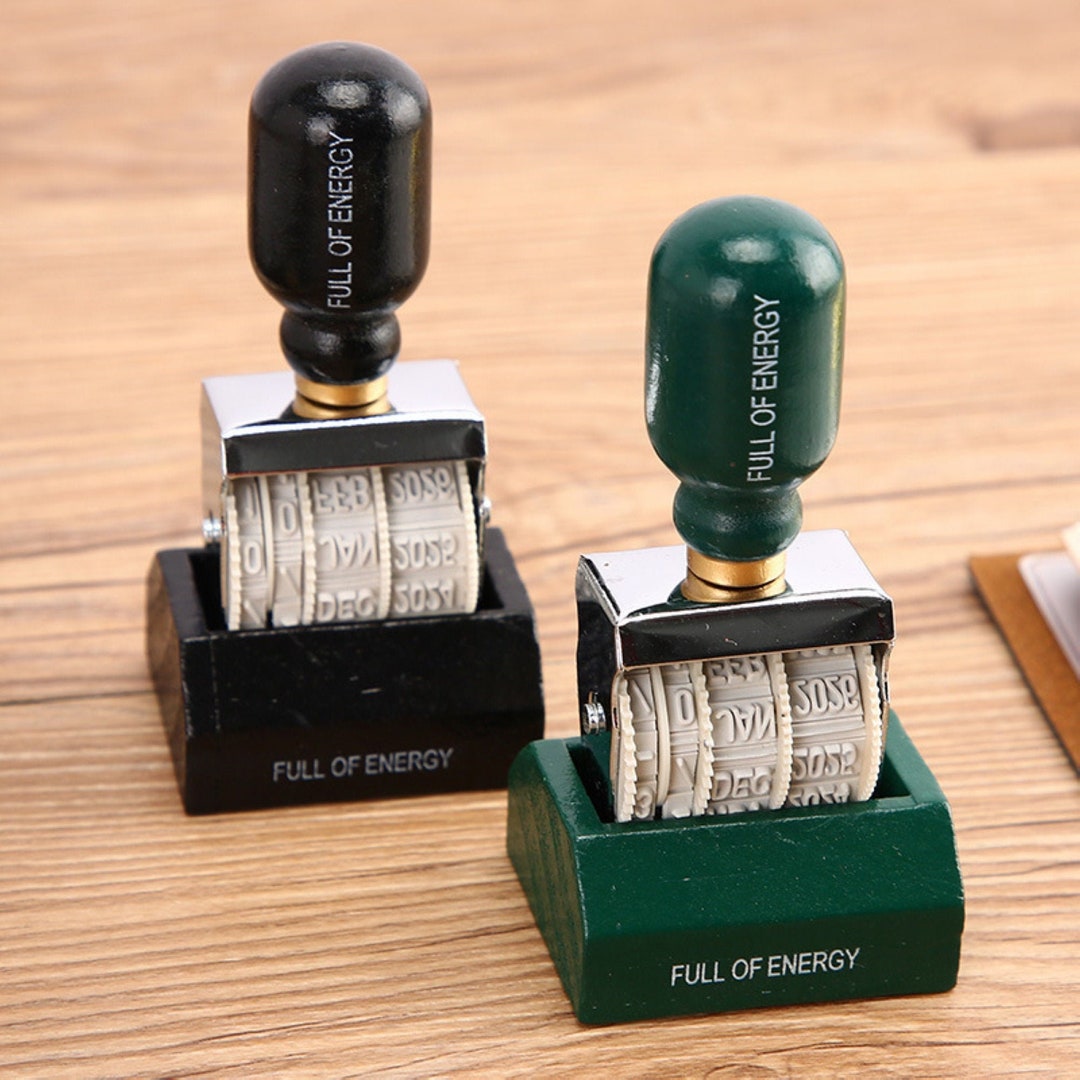 Retro Roller Stamp With Wood Base Calendar Date Stamp Diary - Etsy