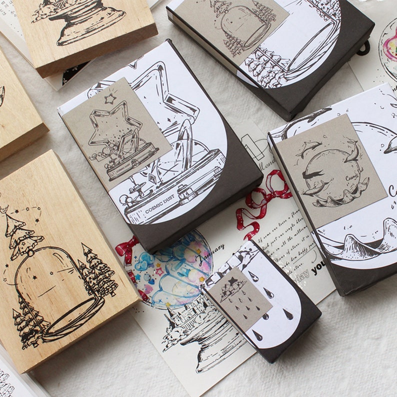 Large Background Wood Rubber Stamp Crystal Ball Glass Cover - Etsy