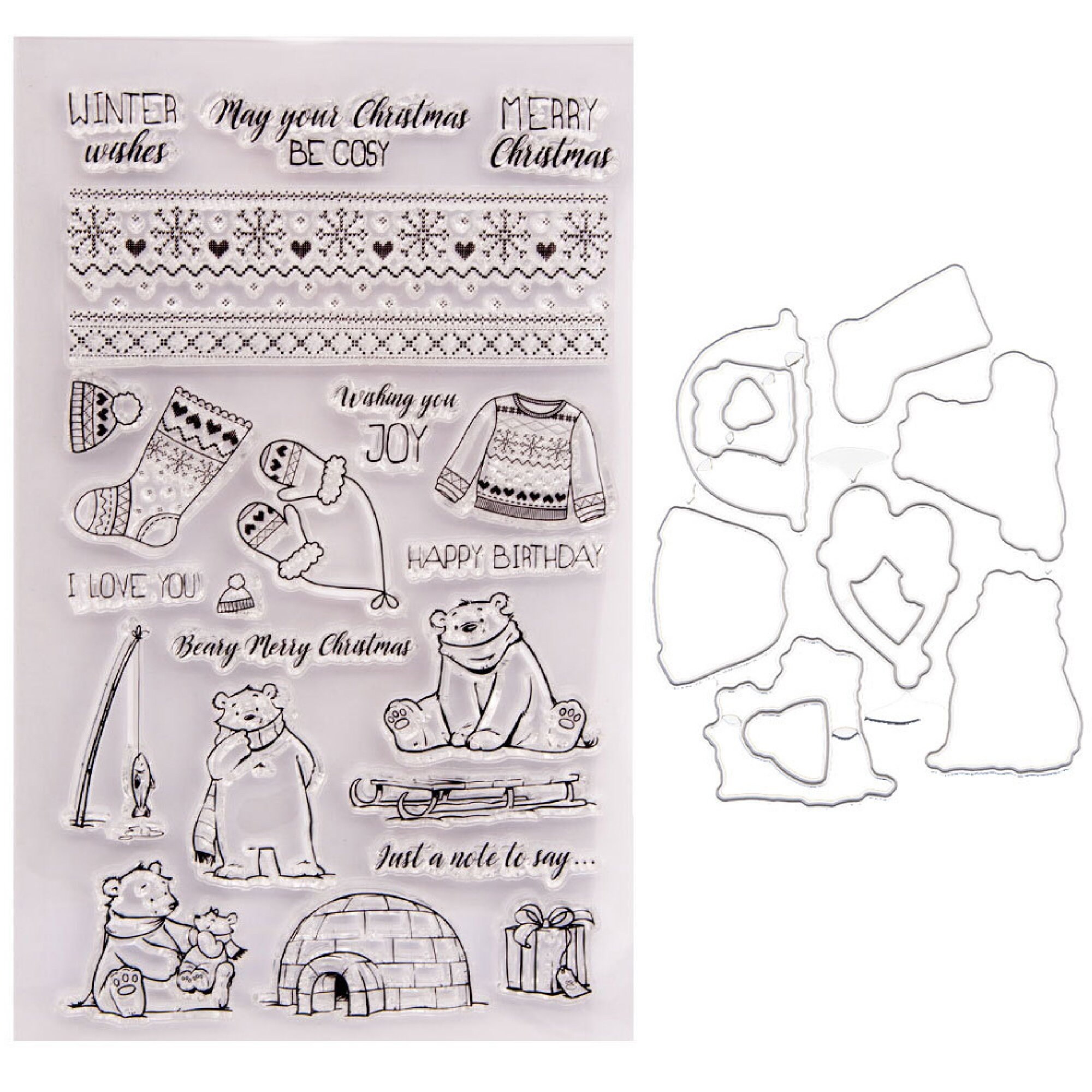 Winter Theme Stamps and Cutters Set for Kids Christmas Card - Etsy
