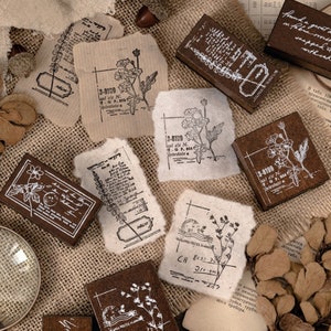 12 Style Vintage Wood Rubbe Stamp Postmark Seal Stamp for Card Making ...