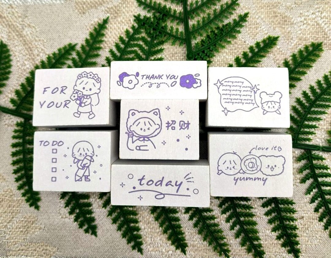 Cute Girl Stamp Wood Rubber Stamp for Planner Journal Diary Card ...