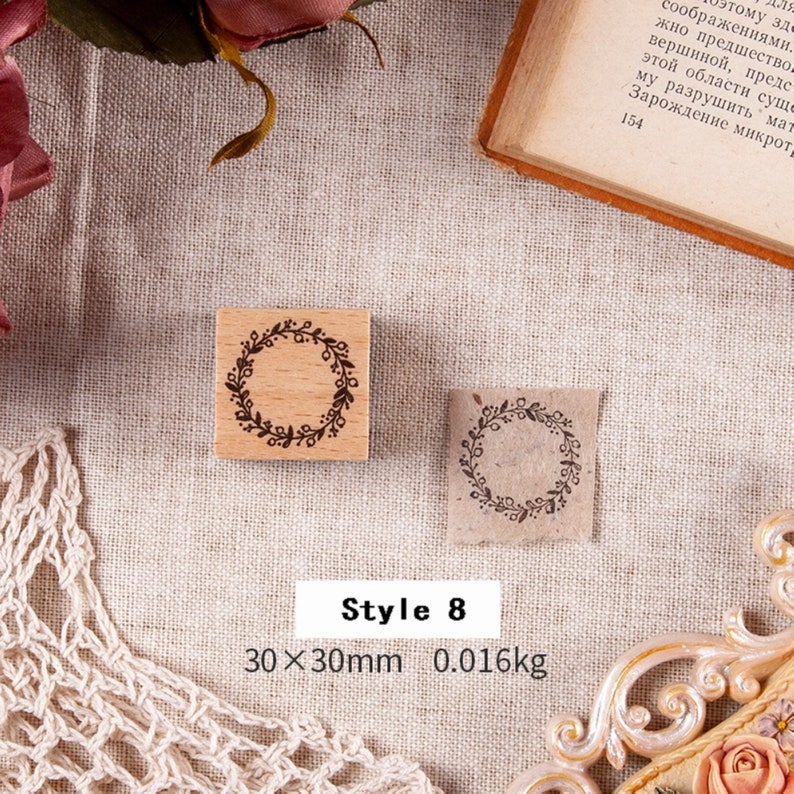 Garland Wood Rubber Stamp Floral Stamp Flowers Leaves Stamp - Etsy