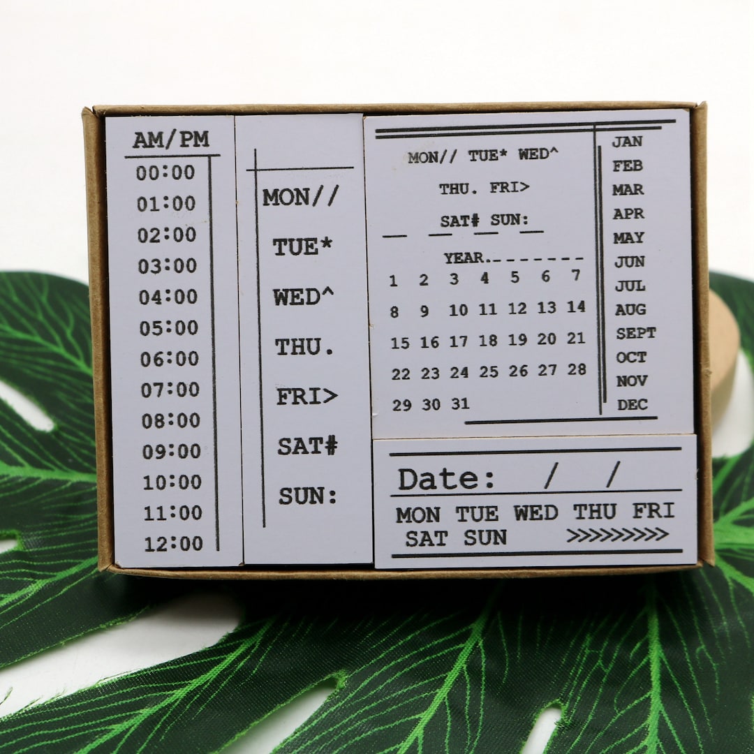 Clock in Plann Planner Rubber Stamp Set Date Weekly Month Timeline - Etsy
