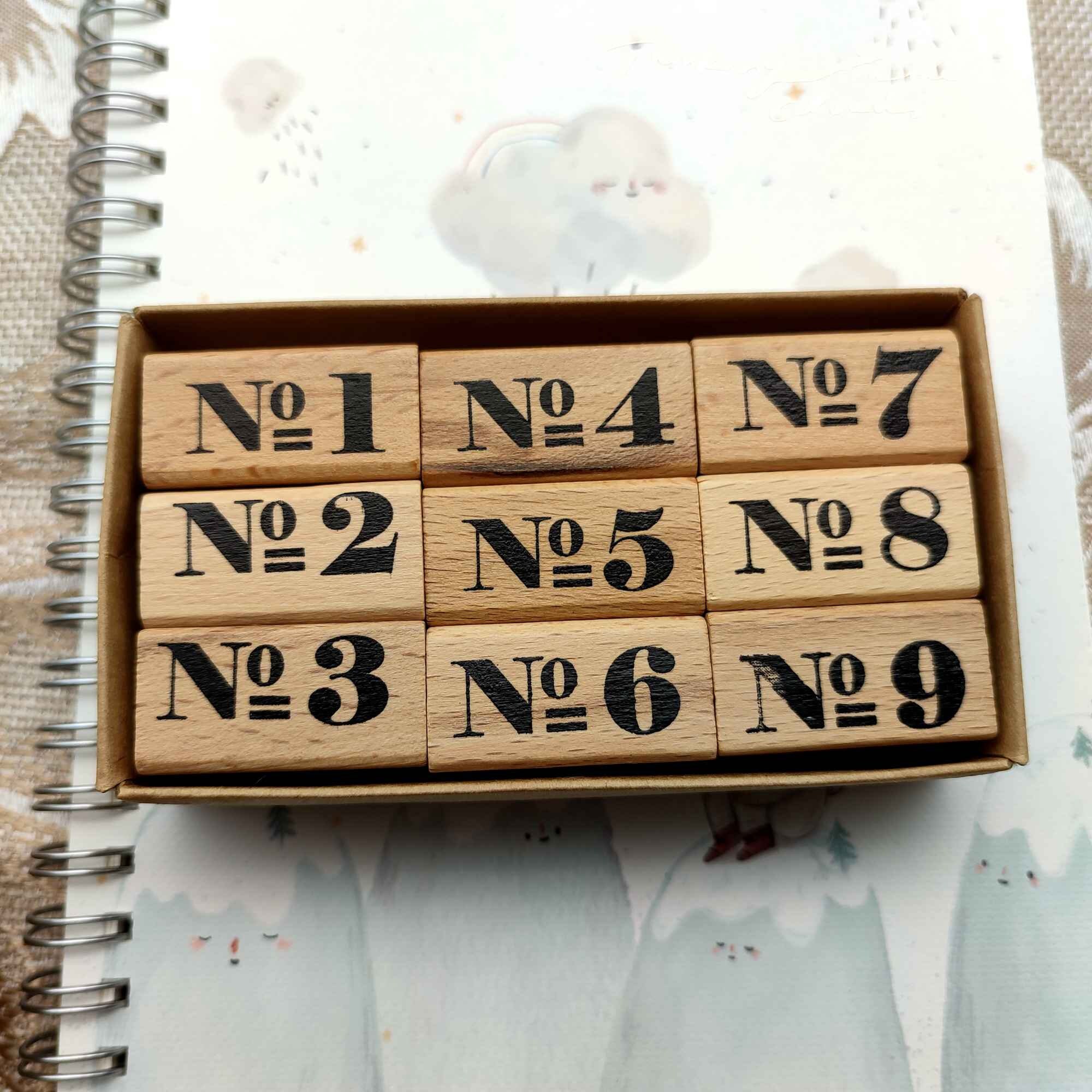 Vintage Number Rubber Stamp Set Diary Journaling Planner Stamps - 9 Pcs ...