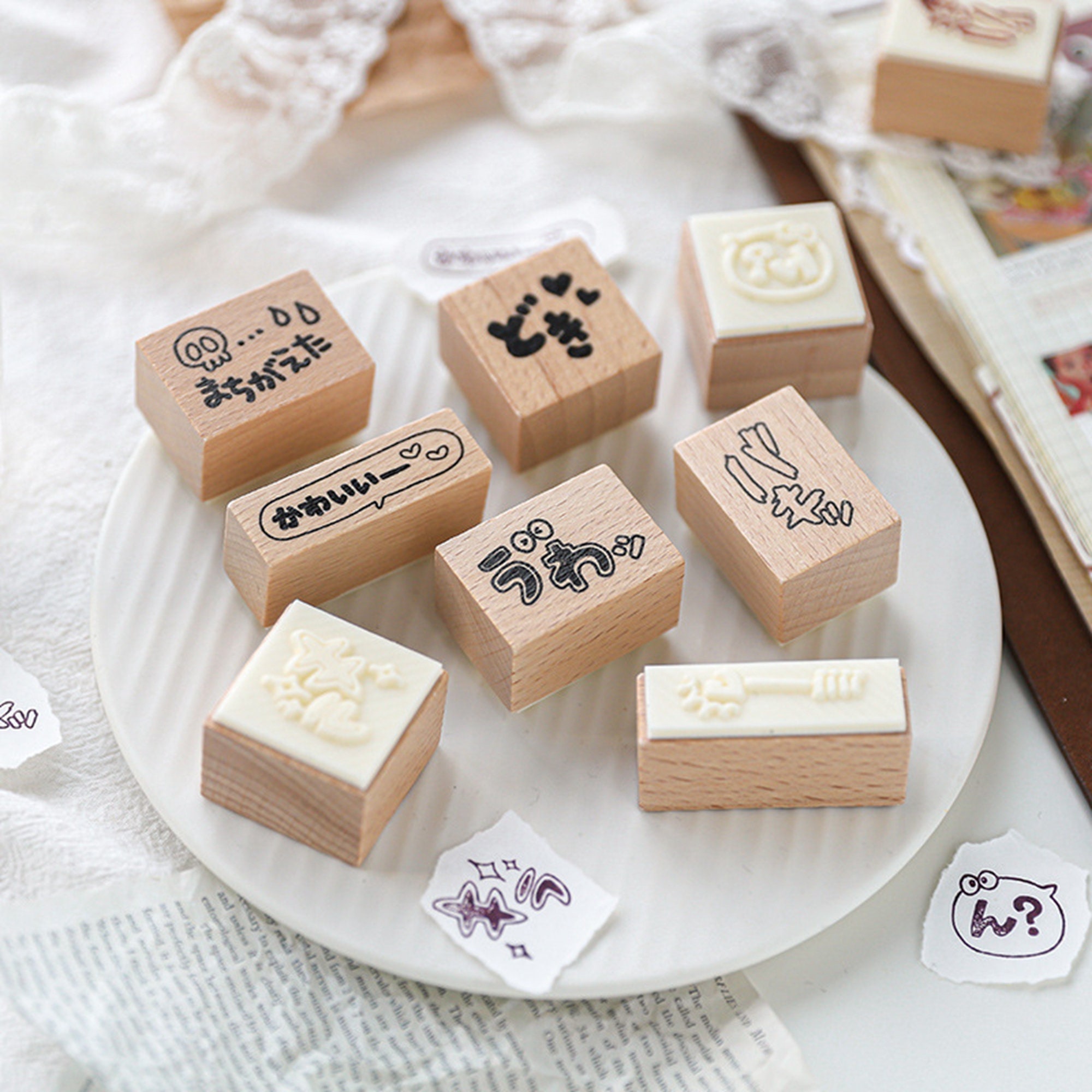 Japanese Style Mood Stamp Wood Rubber Stamp for Diary Journal - Etsy