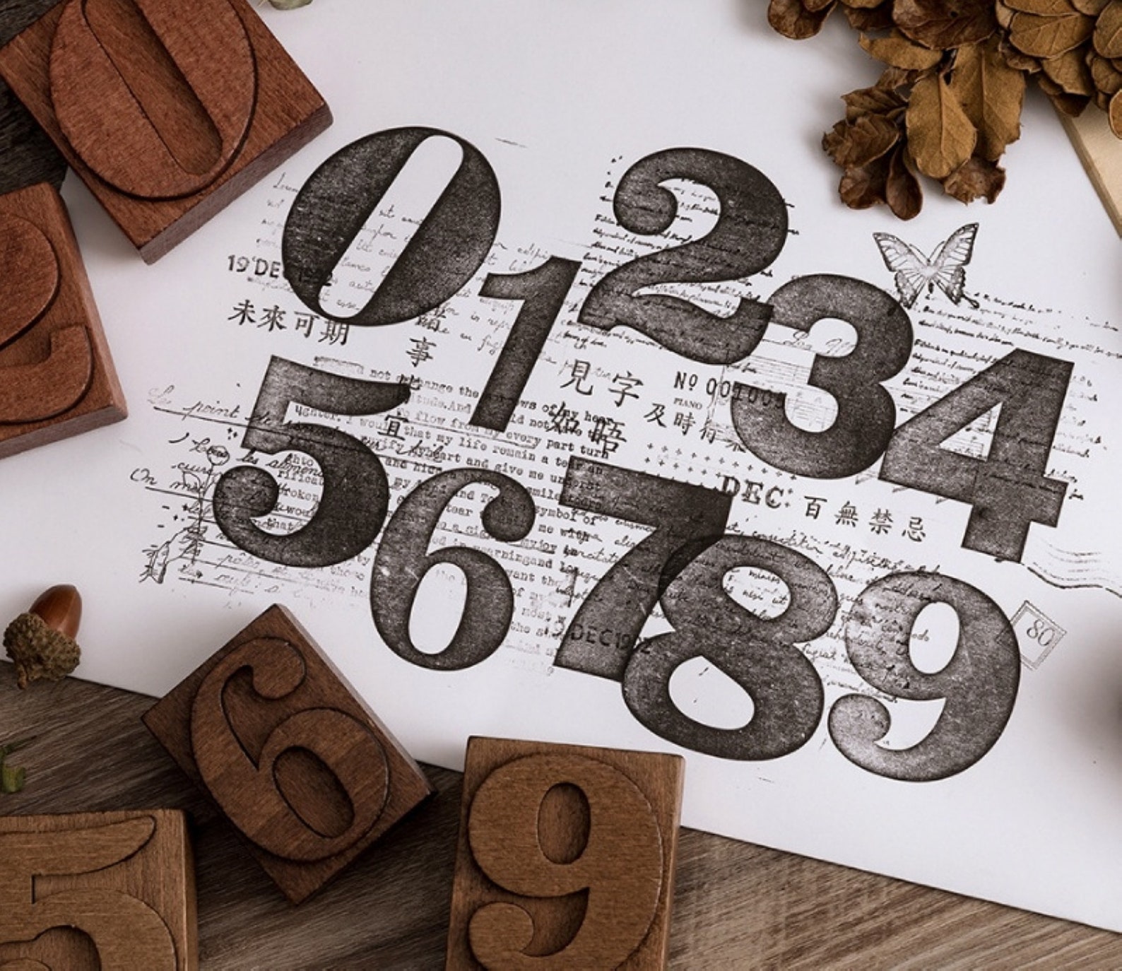 Large 10 Numbers Stamp Vintage Wooden Rubber Stamp for Planner | Etsy