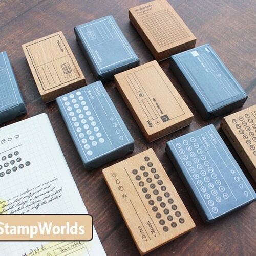 Calendar Clock in Stamp Week Month Date Stamp Planner Diary - Etsy